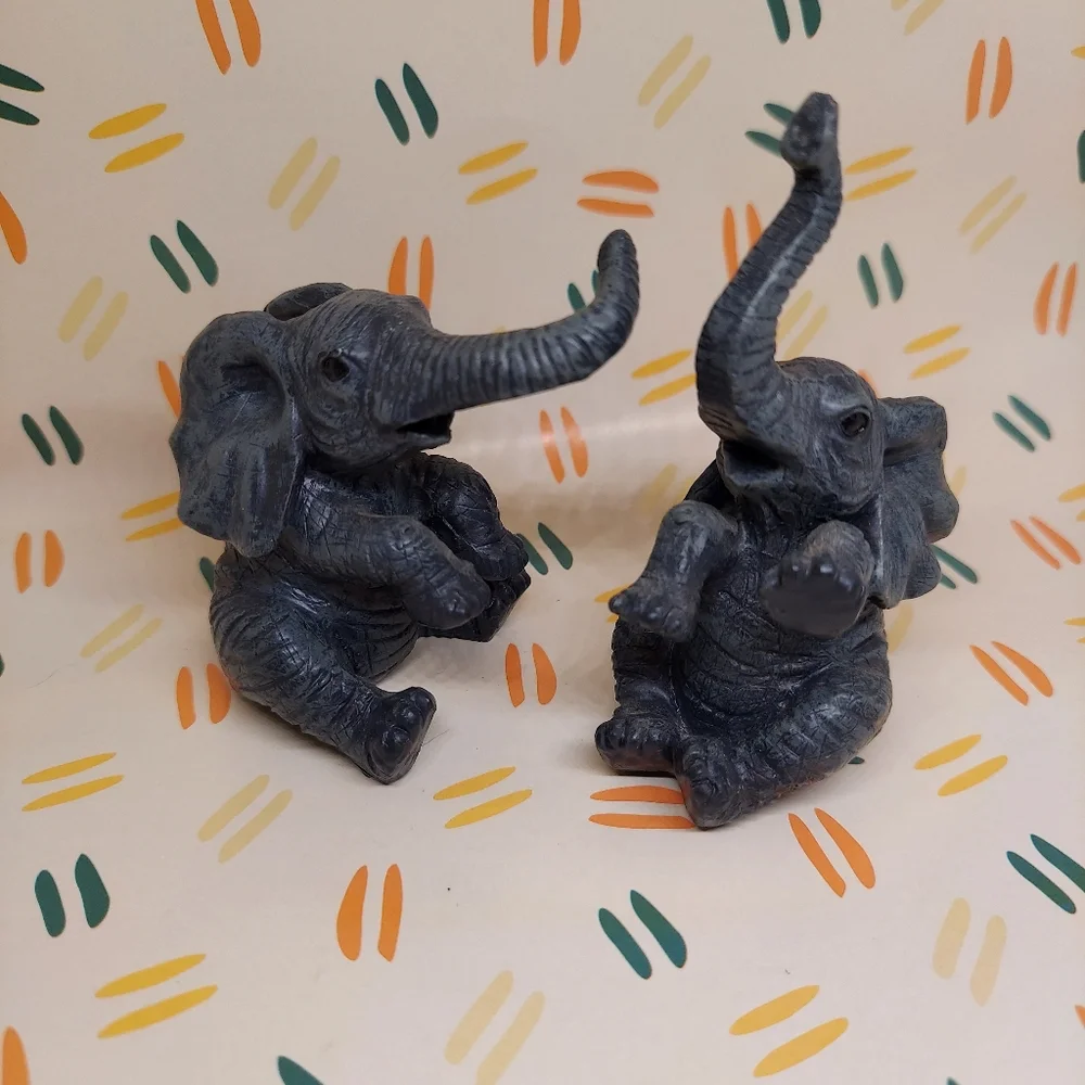 Source Unknown | Accents | Two Resin Elephant Figurines Detailed ...